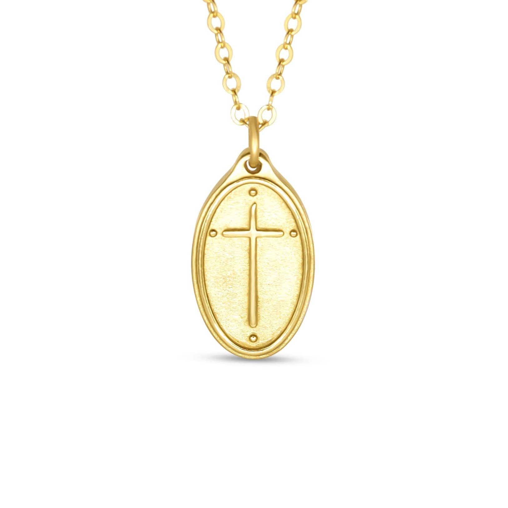 16" - Oval Cross / Rom 5:8 Hand Cast Bronze