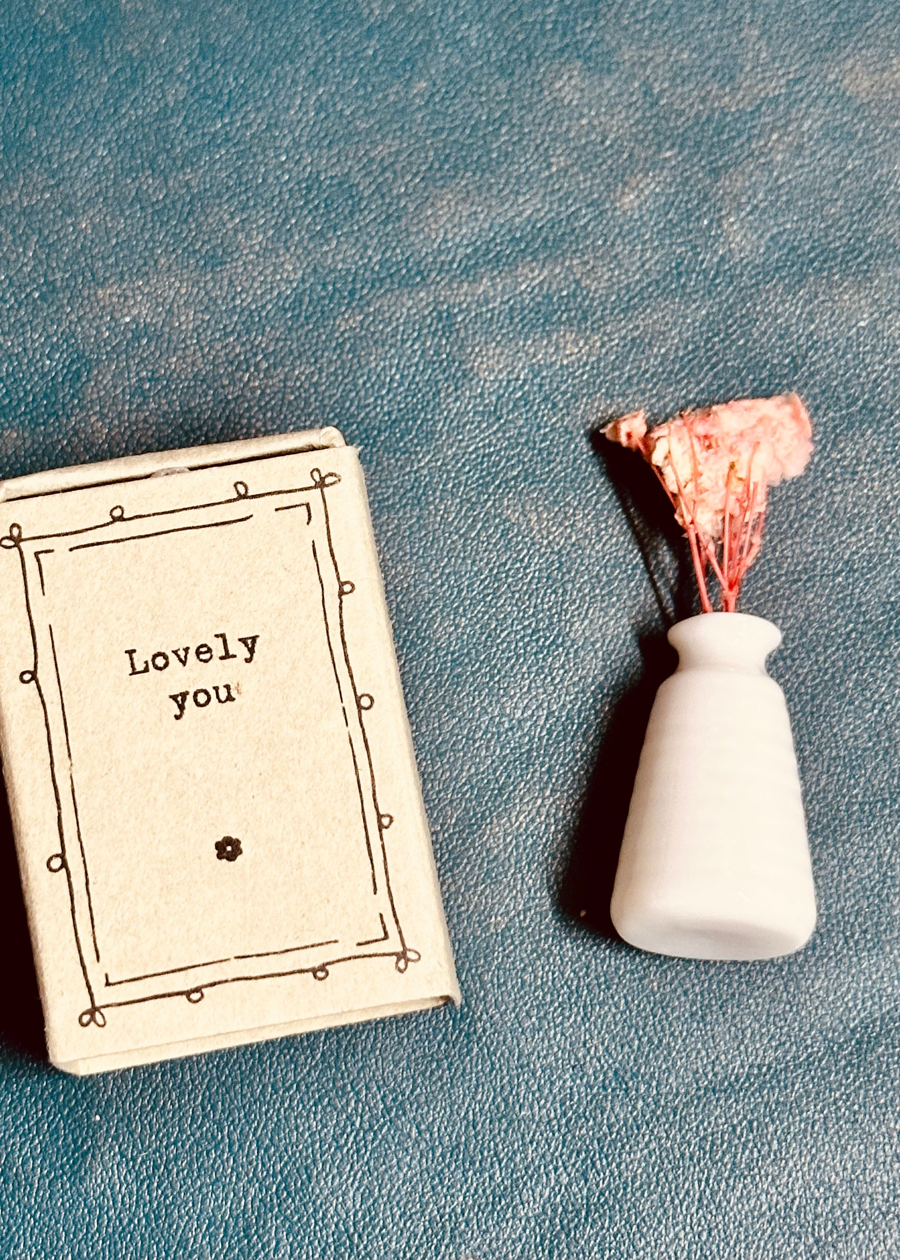 Matchbox Vase with Flowers in Gift Box